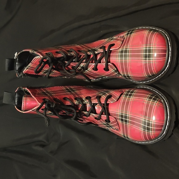 torrid | Shoes | Nwt Torrid Stevie Combat Boots Red Plaid Size | Poshmark